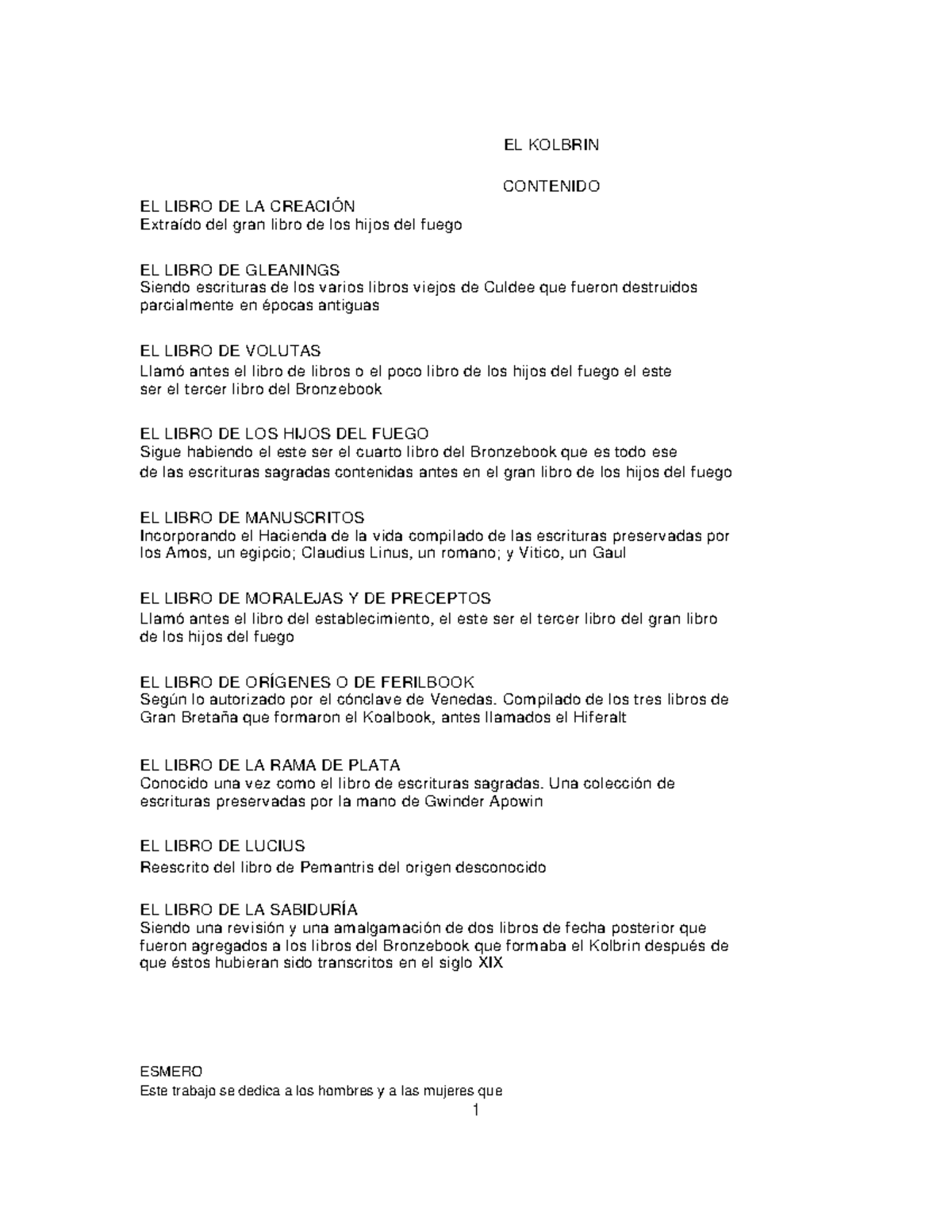 Kupdf - tpdp en apuntes - EL KOLBRIN CONTENIDO EL LIBRO DE LA CREACIÓN ...