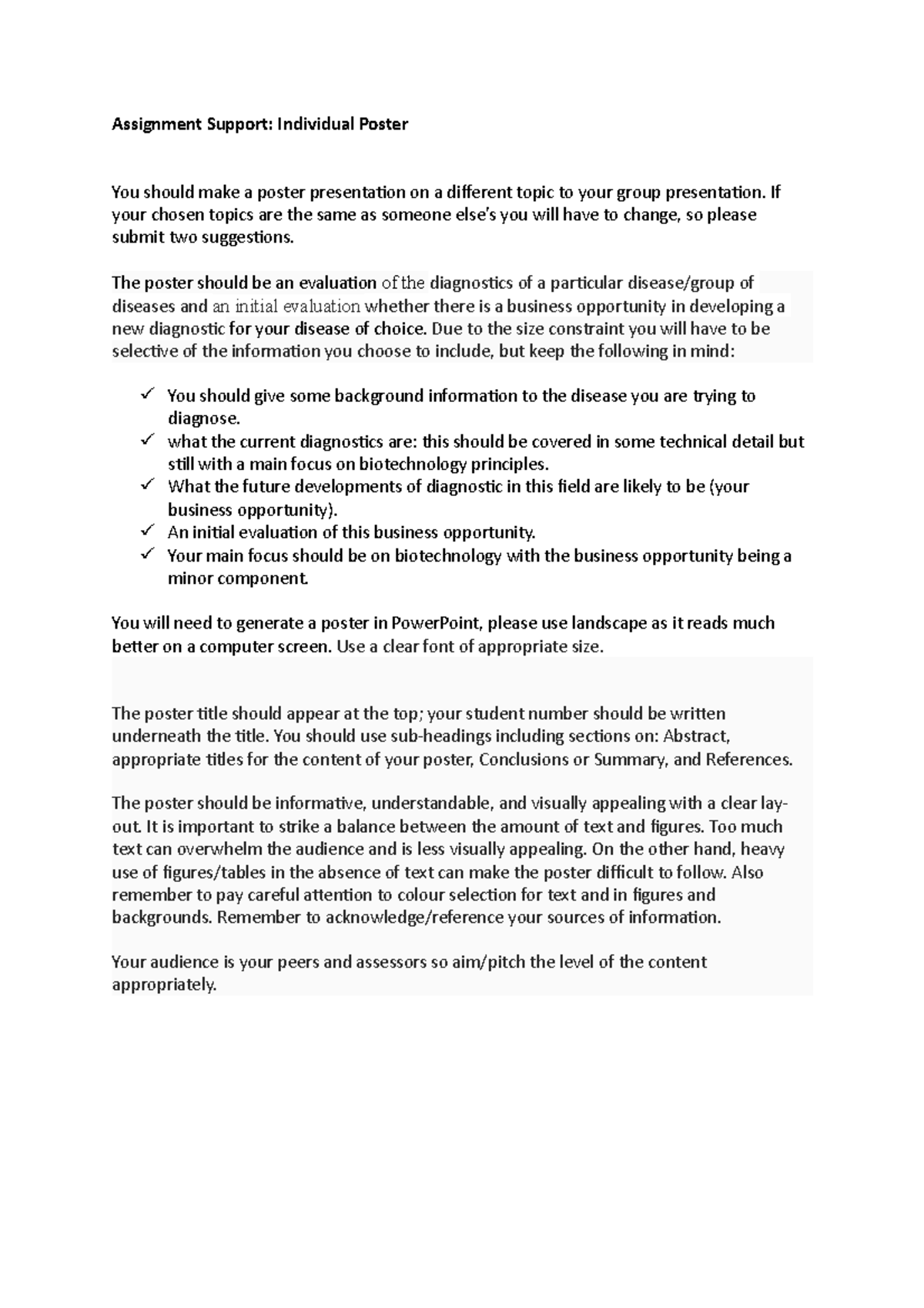 Assignment Support- Individual Poster - If your chosen topics are the ...