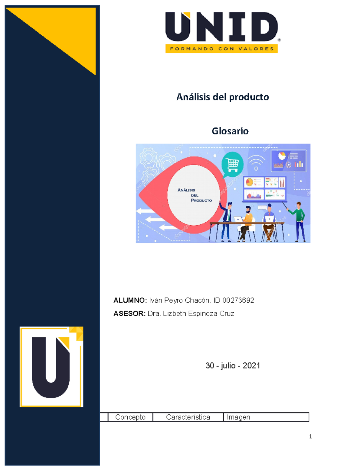 Analisis del producto 1 - Análisis del producto Glosario ALUMNO: Iván ...
