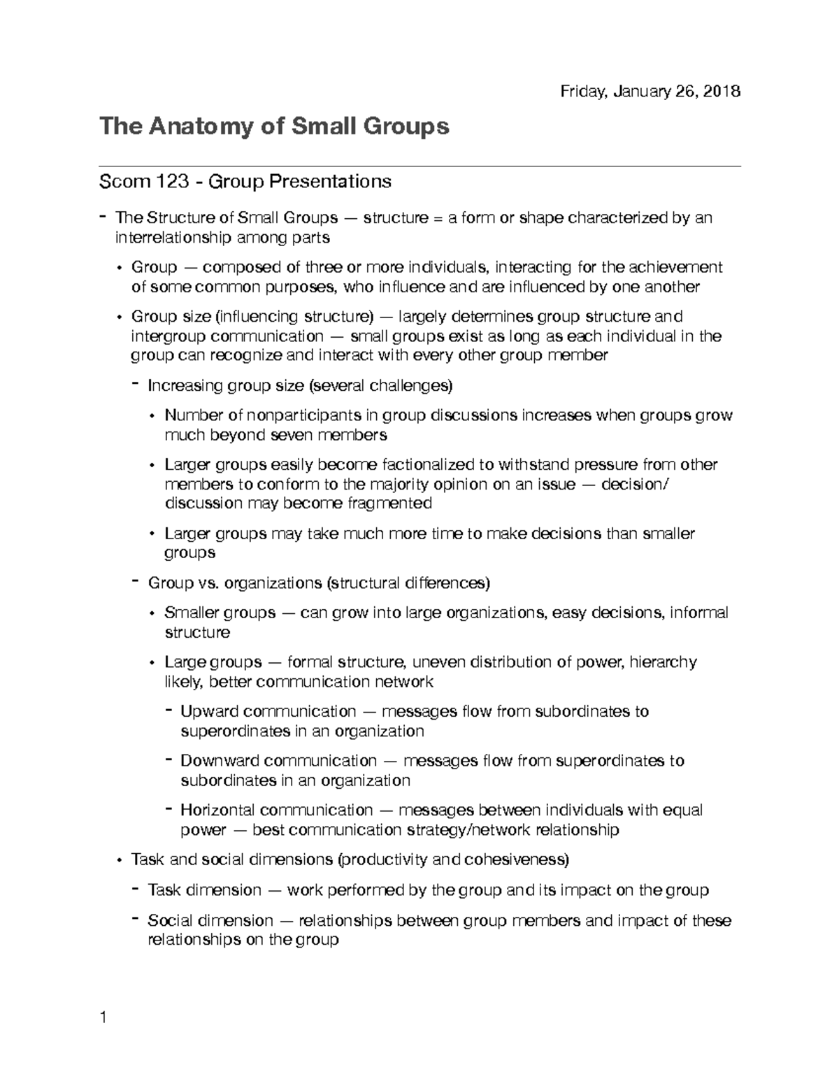 anatomy of small groups - Friday, January 26, 2018 The Anatomy of Small ...