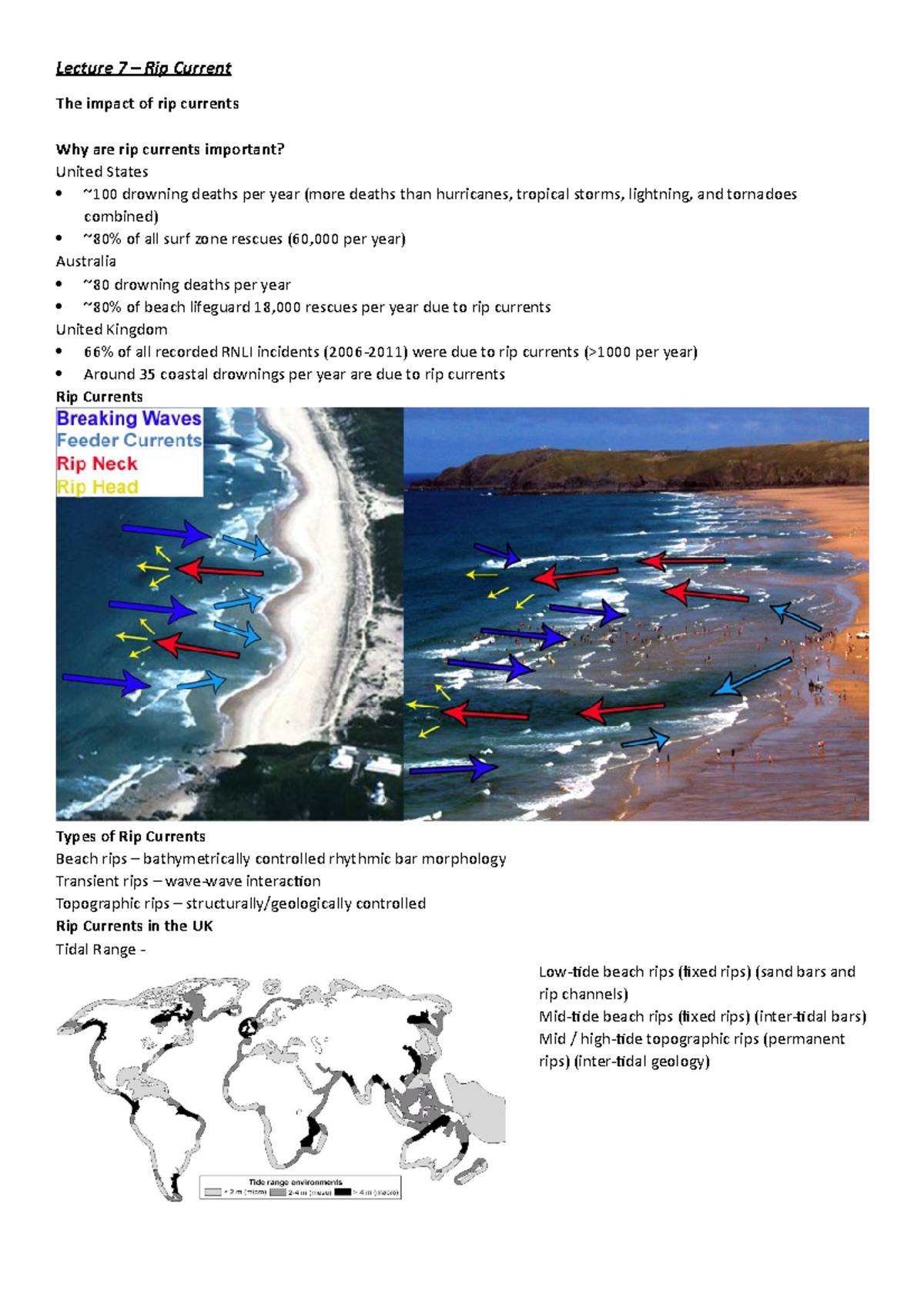 Lecture 7 - Rip Currents - Lecture 7 – Rip Current The impact of rip ...
