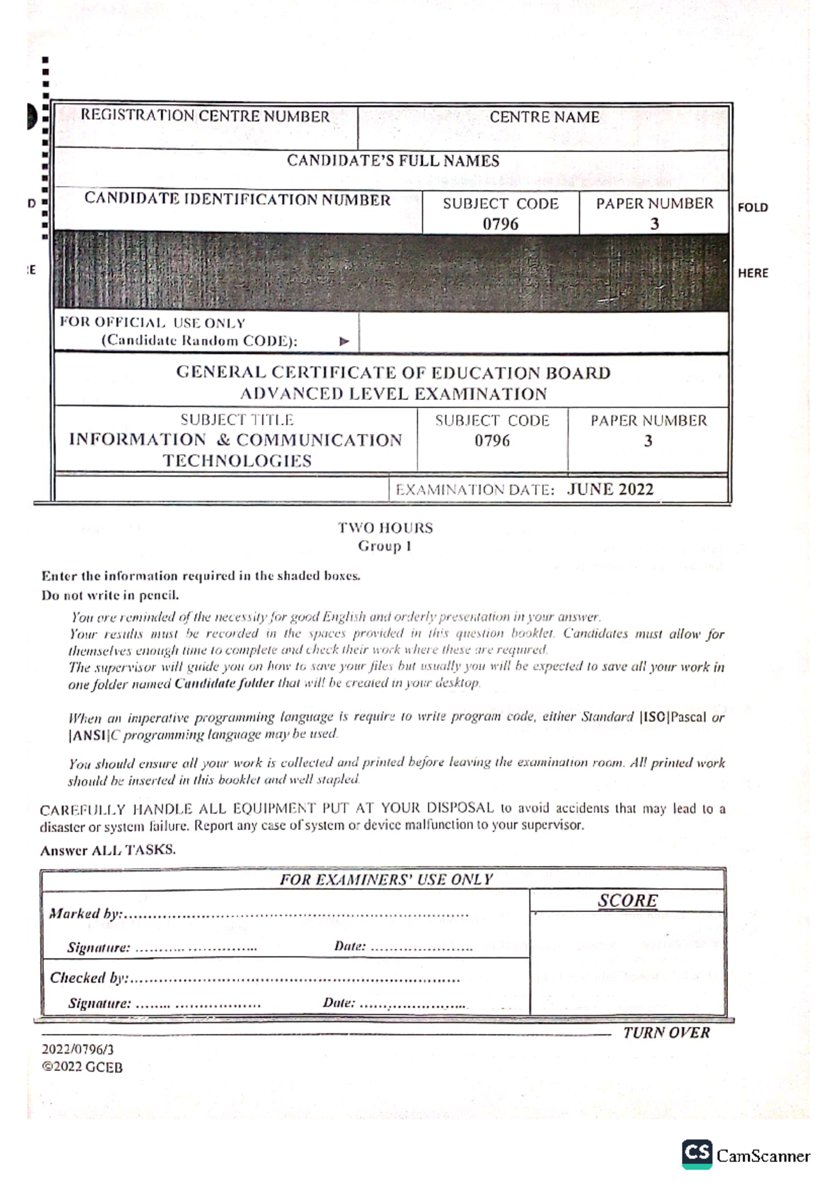 G1 ICT P3 June 2022 - Computer architecture - CamScanner CamScanner ...