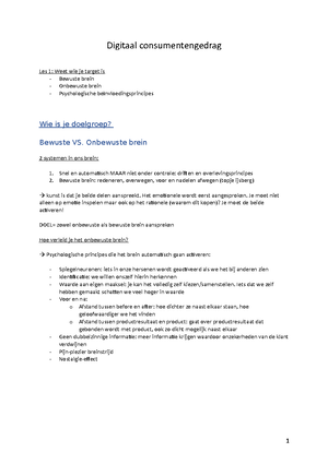 Les 2 - Consumentengedrag - INFORMATIEVERWERKING GEWAARWORDEN ...