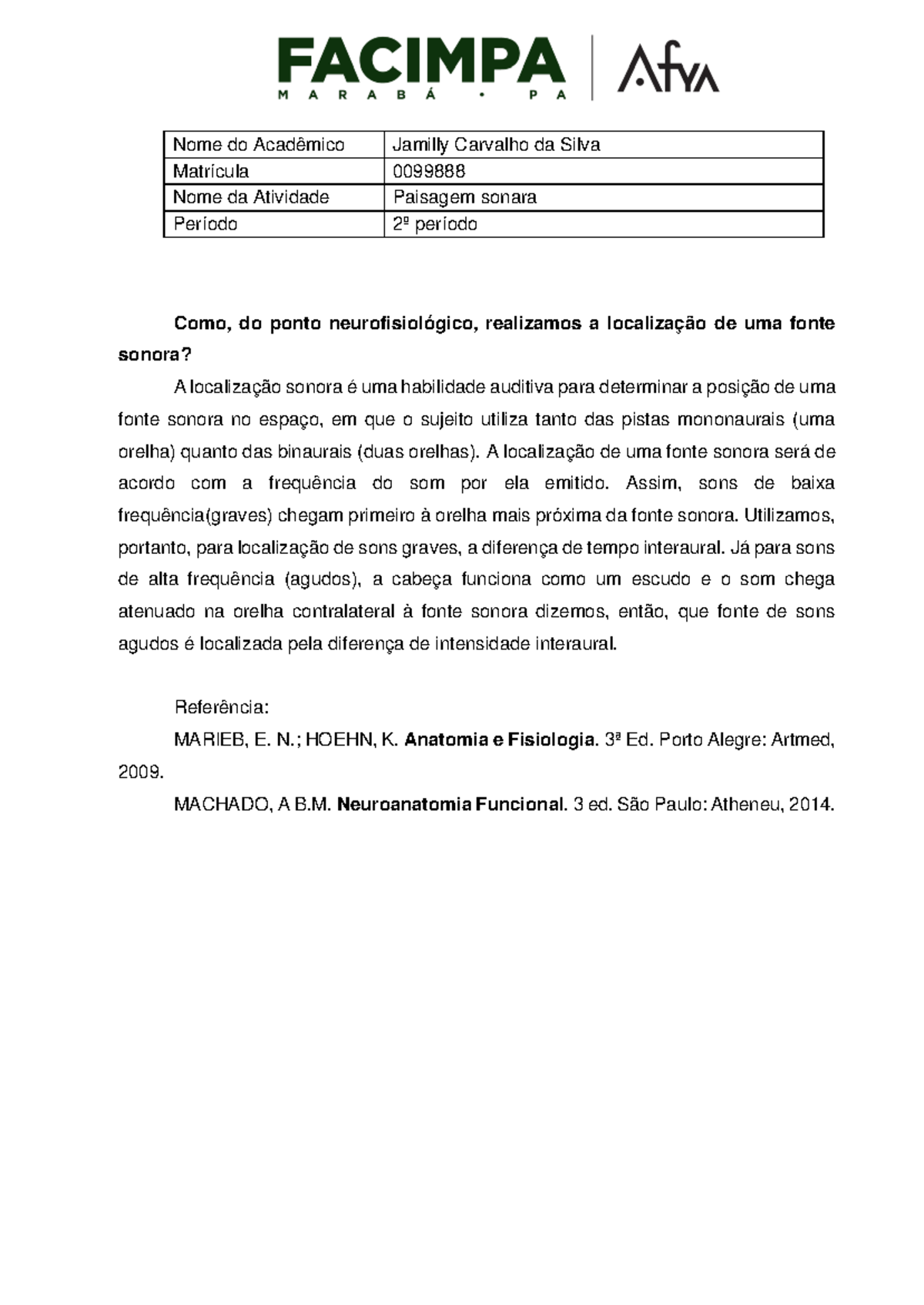 Paisagem sonora - TICS - Nome do Acadêmico Jamilly Carvalho da Silva ...