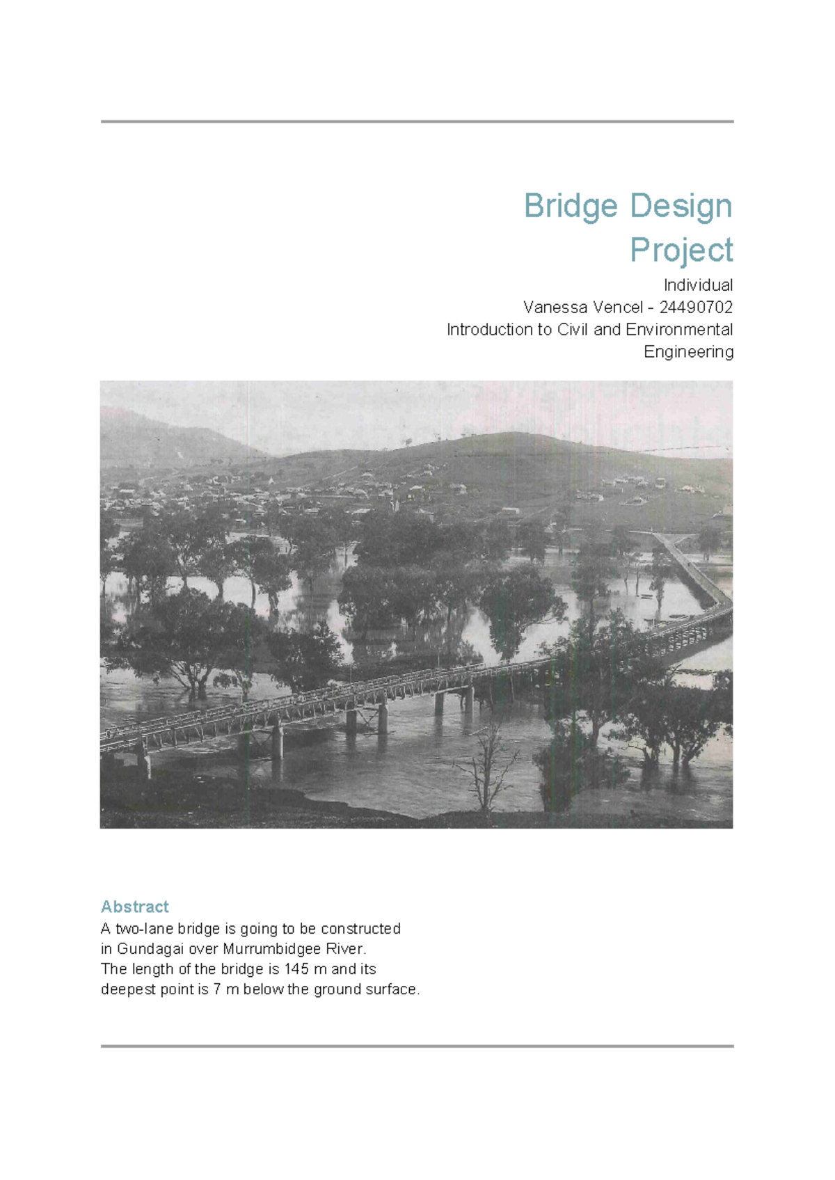 AT 2 Bridge Design - Bridge Design Project Individual Vanessa Vencel ...
