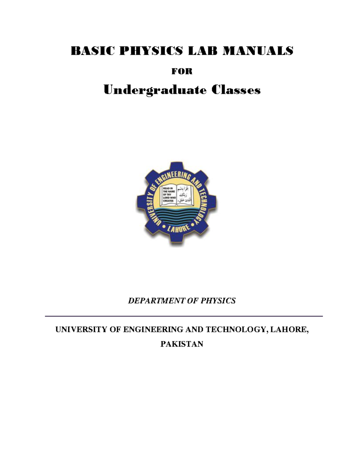 Physics Lab Manual - BASIC PHYSICS LAB MANUALS FOR Undergraduate ...