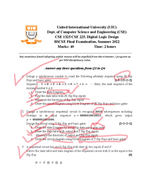Practice problem of Digital Logic Design - United International ...