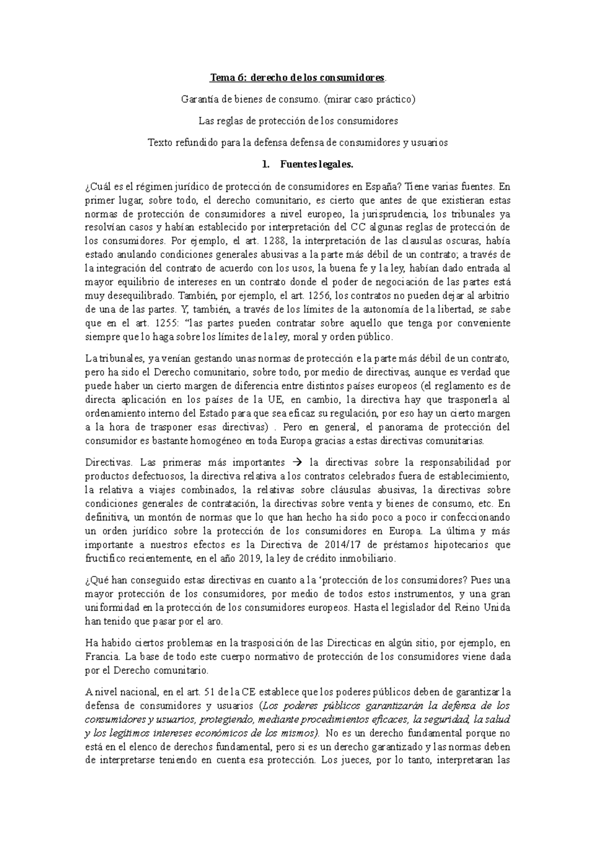 Tema 6 y 7 contratos definitivos - Tema 6: derecho de los consumidores ...