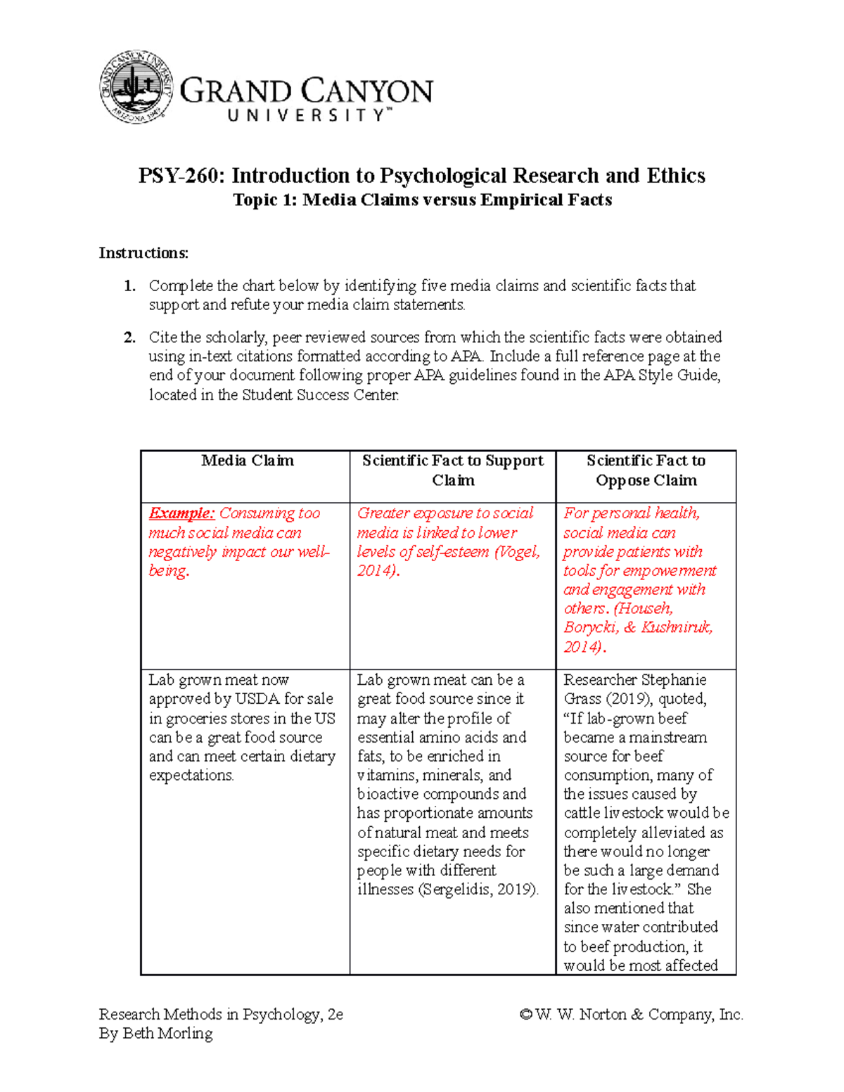 PSY 260 RS T1 Media Claims - PSY-260: Introduction to Psychological ...