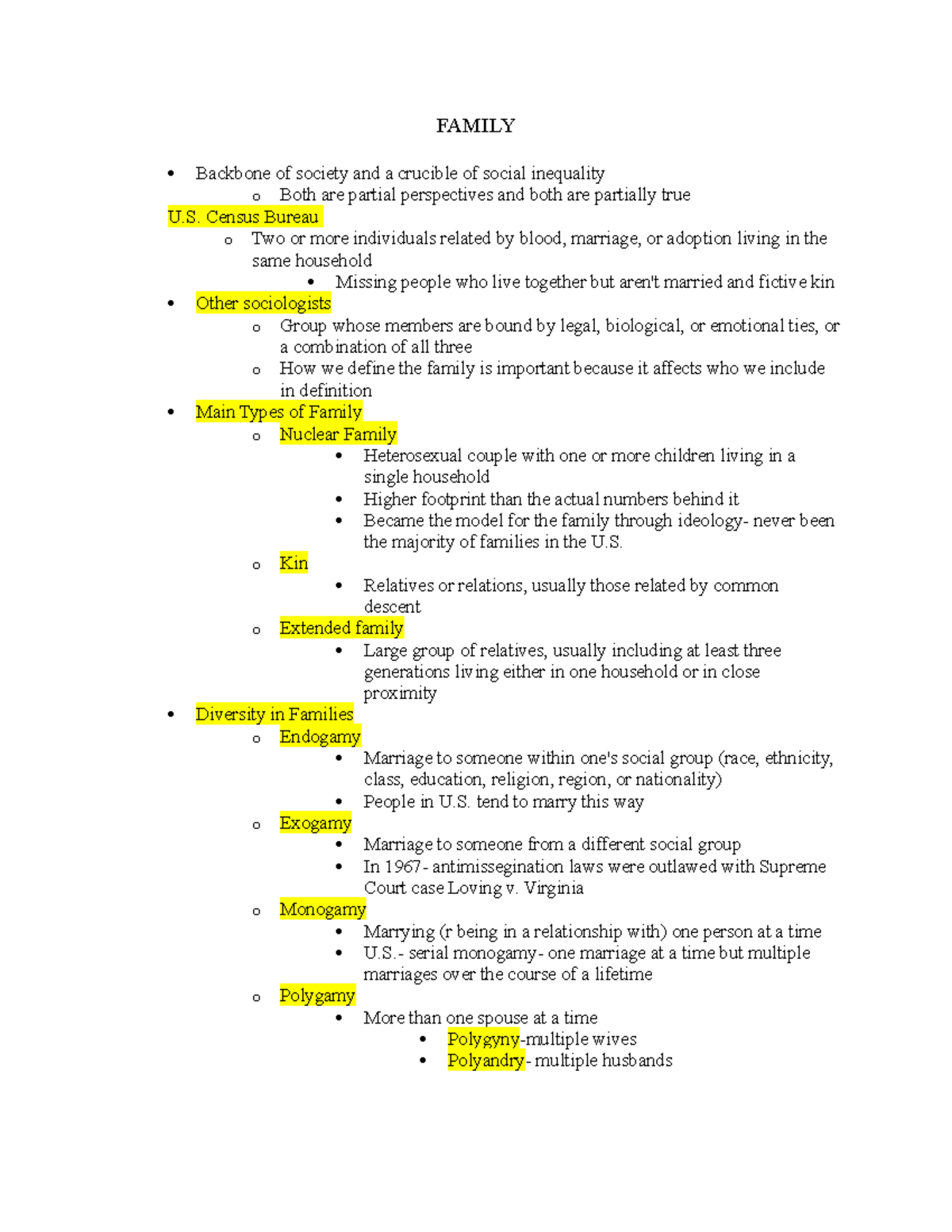 Family Lecture Notes - FAMILY Backbone of society and a crucible of ...