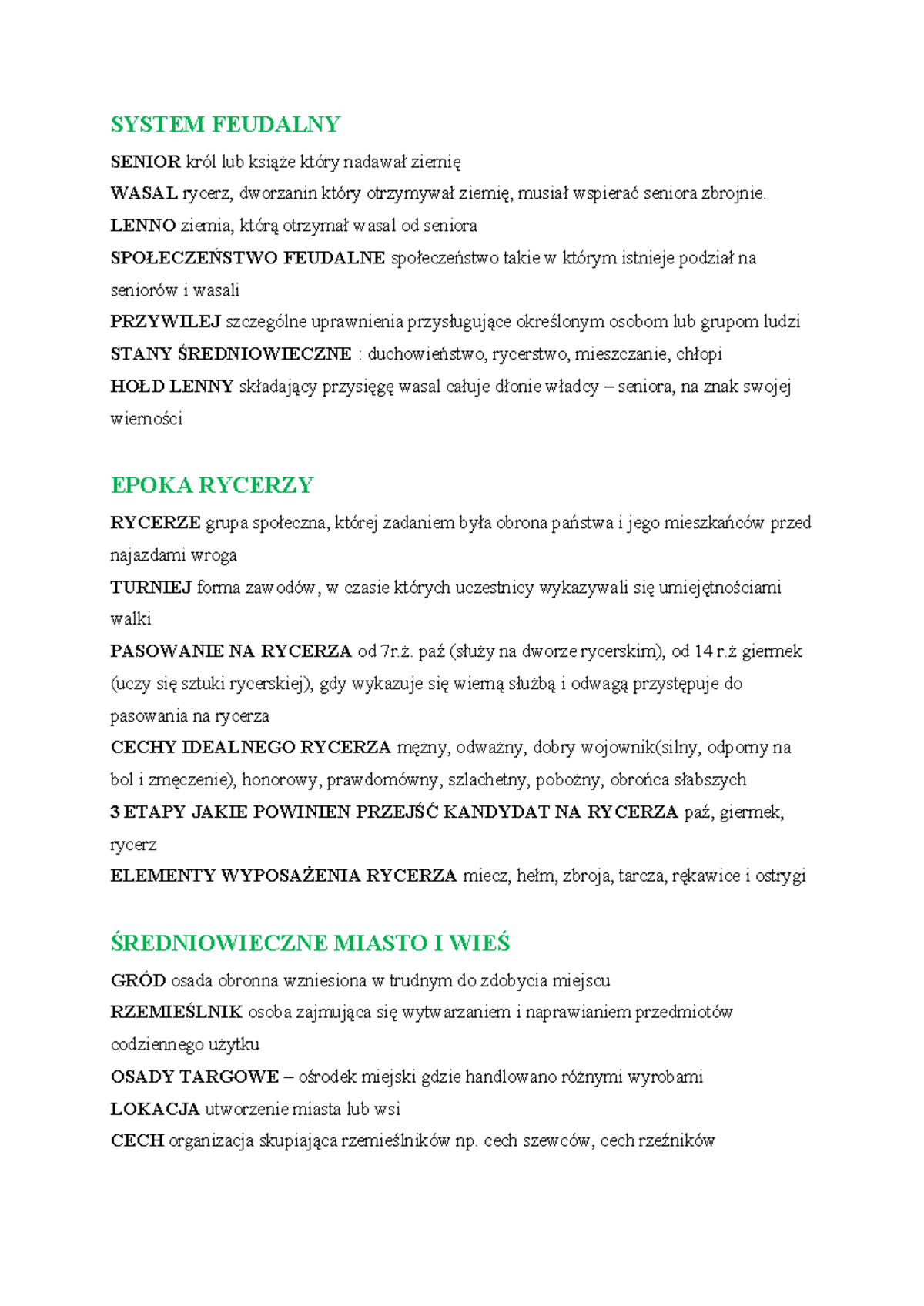 Historia Klasa DZIAŁ V - SYSTEM FEUDALNY SENIOR król lub książe który ...