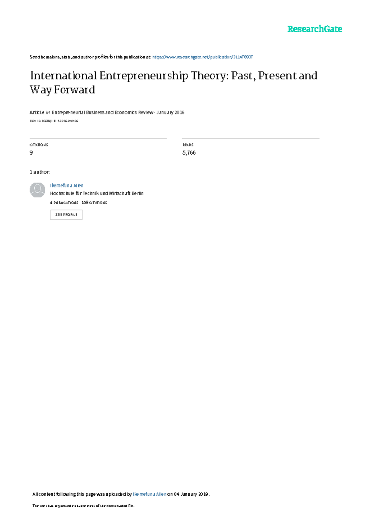 International Entrepreneurship - See discussions, stats, and author ...