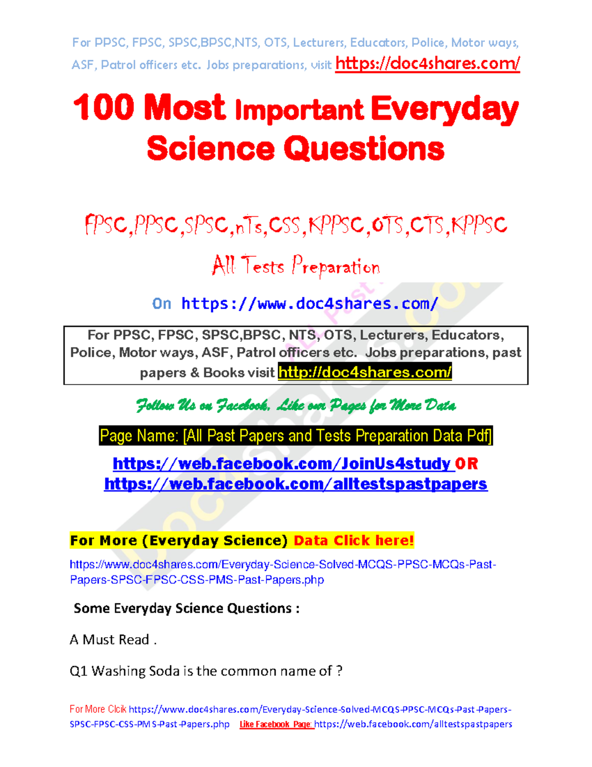 100 Most Important Everyday Science Questions - ASF, Patrol officers ...