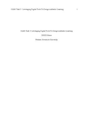 D185 Task 1 - D185 Task 1 - D185 - WGU - Studocu