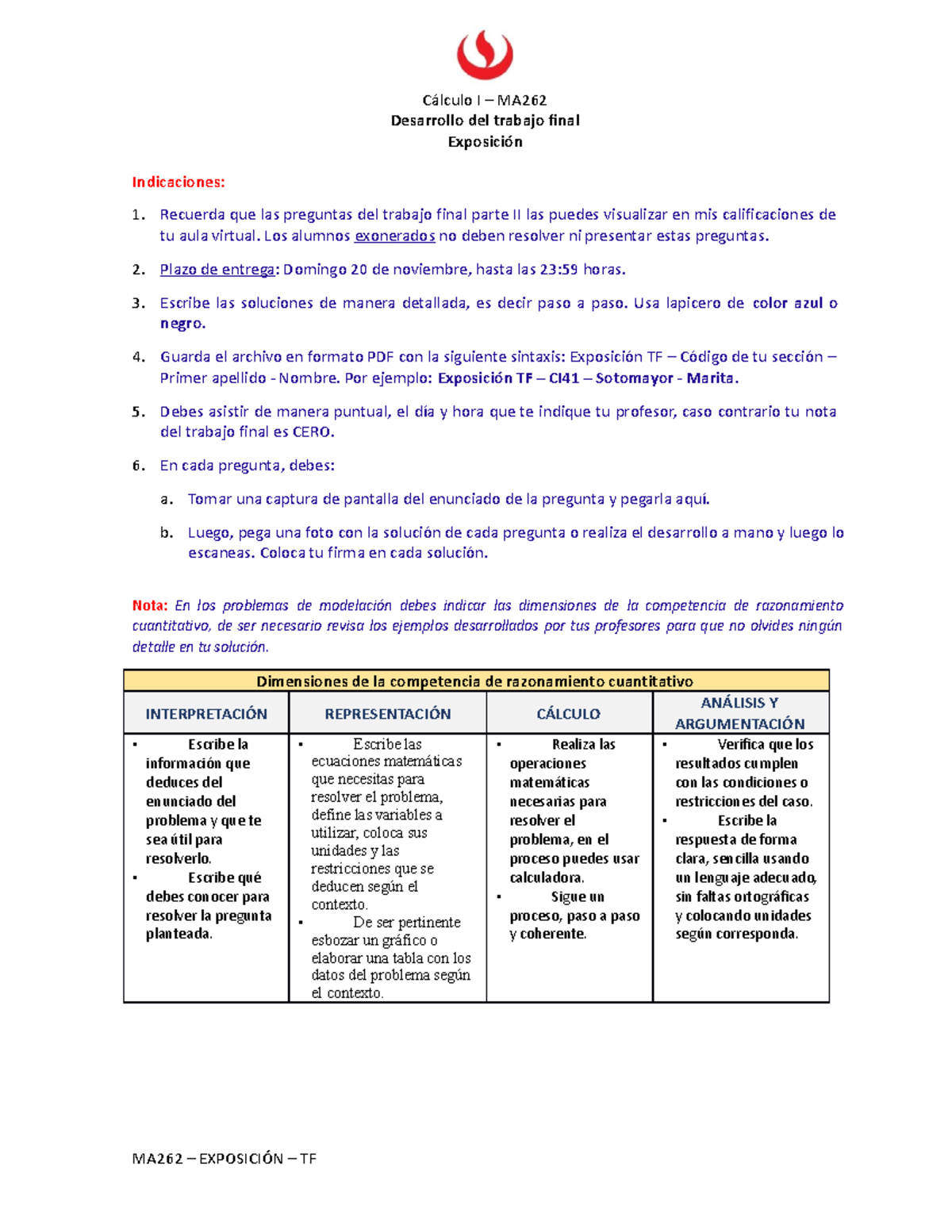 MA262 Plantilla - Desarrollo del trabajo final (TF) - Exposición ...