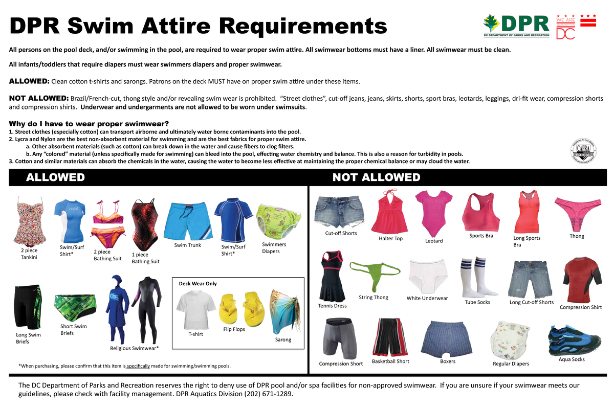 DPR Swim Attire Requirements - All persons on the pool deck, and/or ...