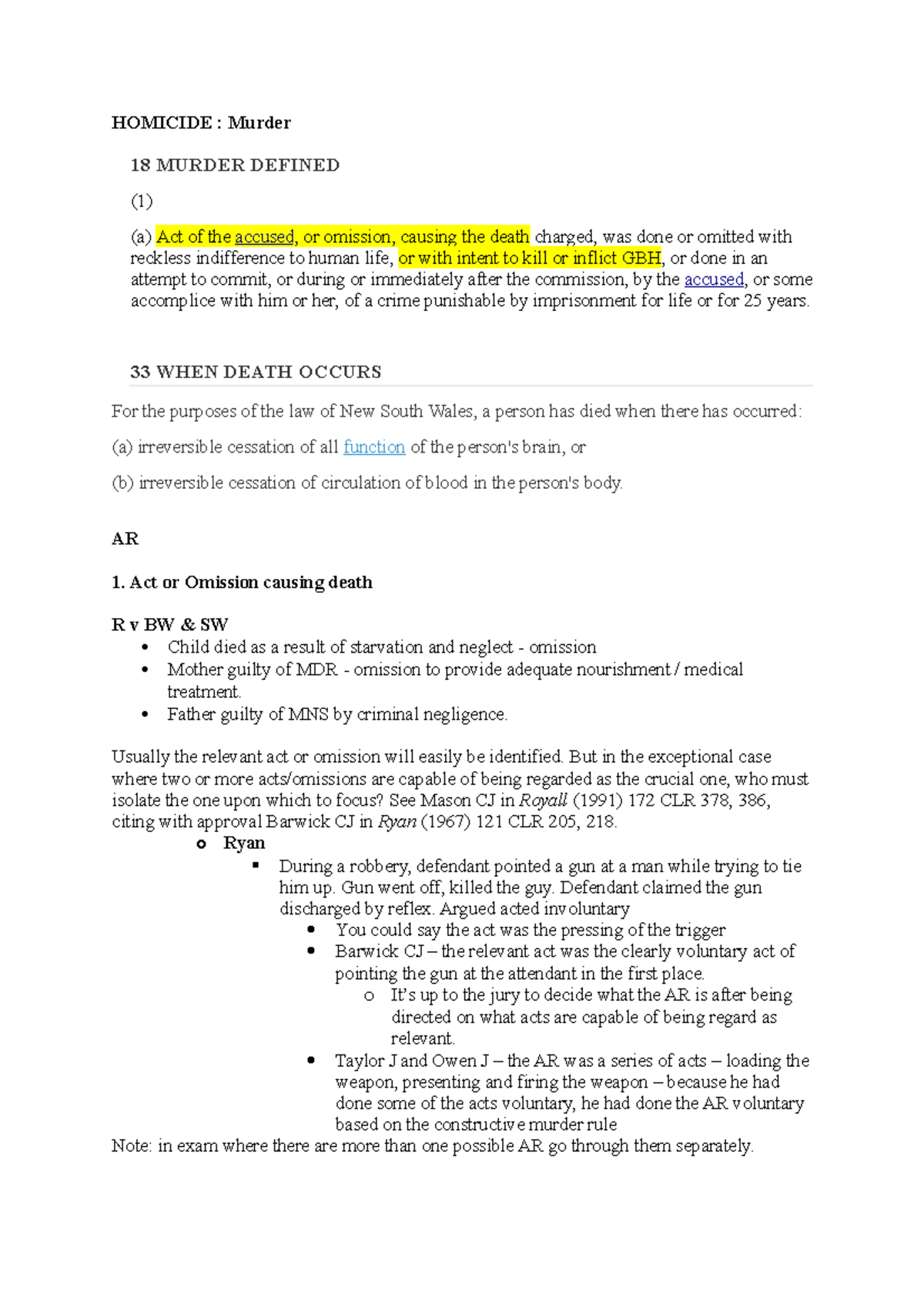 Homicide - Murder - Summary Criminal Law - HOMICIDE : Murder 18 MURDER ...