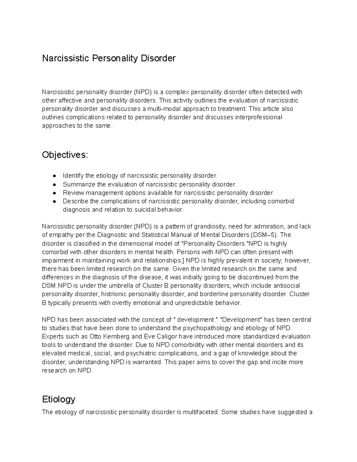 Narcissistic Personality Disorder - Narcissistic Personality Disorder ...