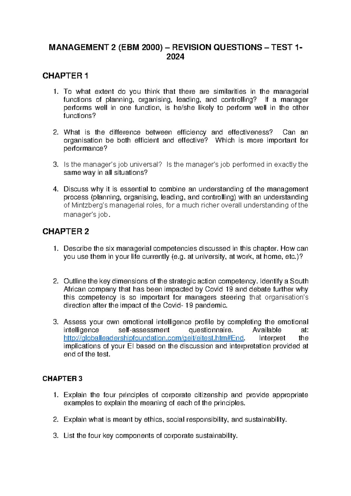 TEST 1- 2024- Revision AND Class Discussion Questions - 27 March 2024 ...