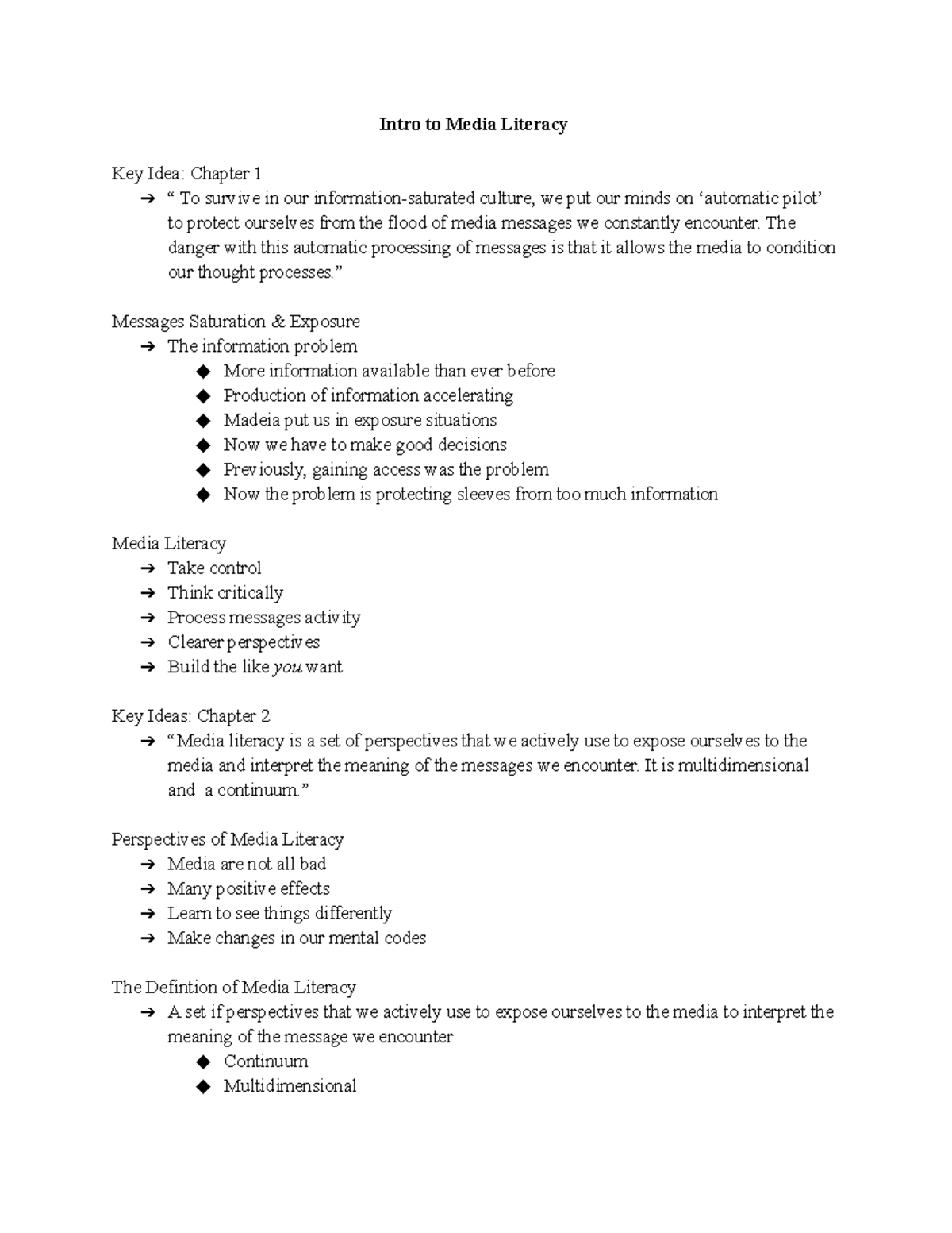 Intro to media literacy - Intro to Media Literacy Key Idea: Chapter 1 ...