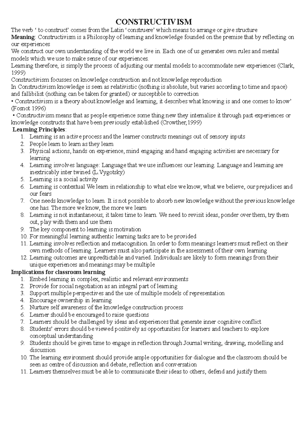 constructivism theory - CONSTRUCTIVISM The verb ‘ to construct’ comes ...