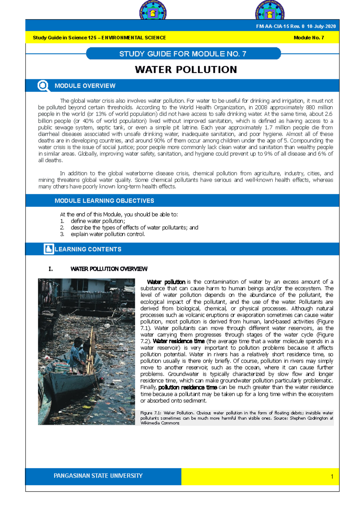 Environmental Science Study-Guide-7:Water Pollution - PangSU - Studocu