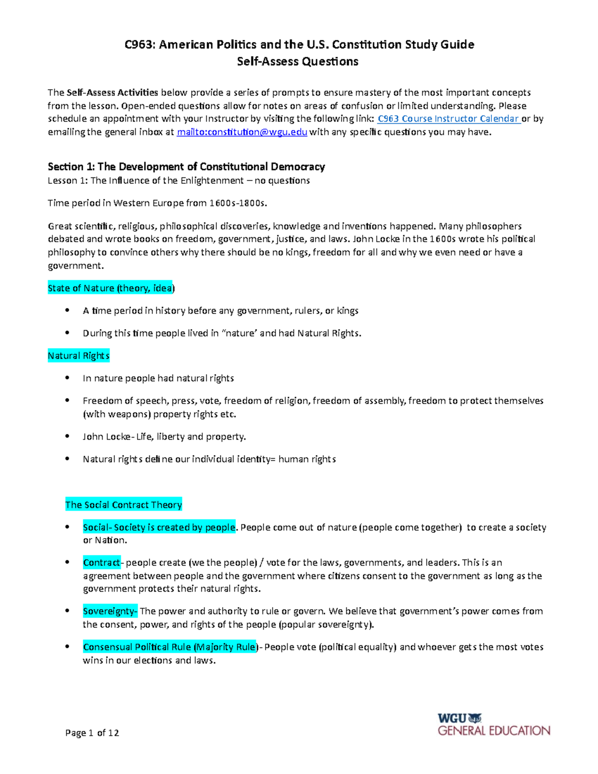 C963 History Class Study Guide - Self-Assess Questions The Self-Assess ...