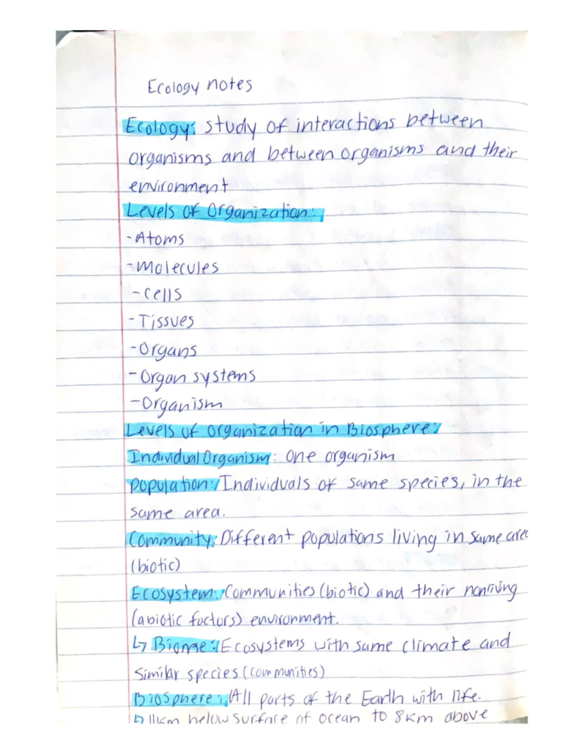 Ecology Notes - of intevachions pet . a : Organisms and bttween Ais ...