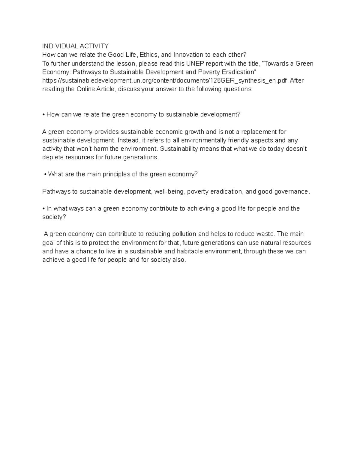 Sts 5 Individual Activity - INDIVIDUAL ACTIVITY How can we relate the ...