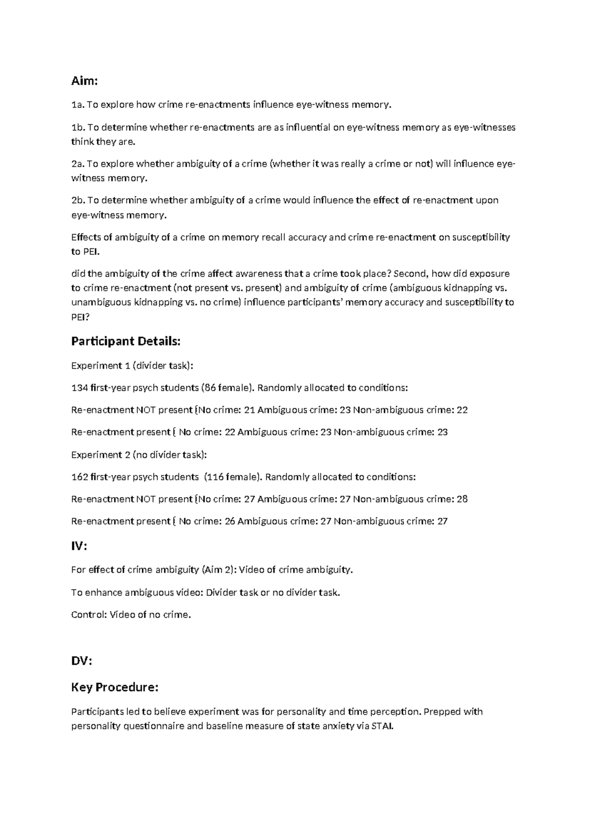 Breakdown of studies - Just a document about my thought process for the ...