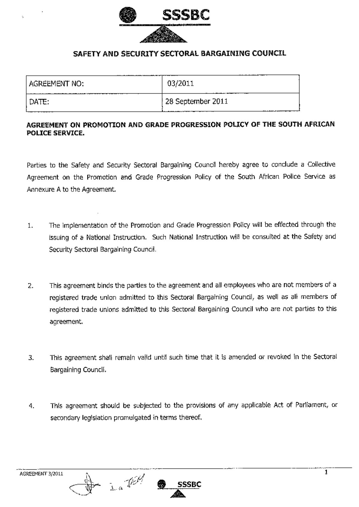 LABOUR RELATIONS 2601 - SAFETY AND SECURITY SECTORAL BARGAINING COUNCIL ...