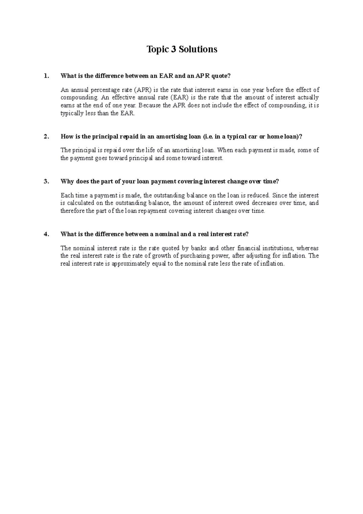 Topic 3 - Solutions v2 - tutorial notes - Topic 3 Solutions What is the ...