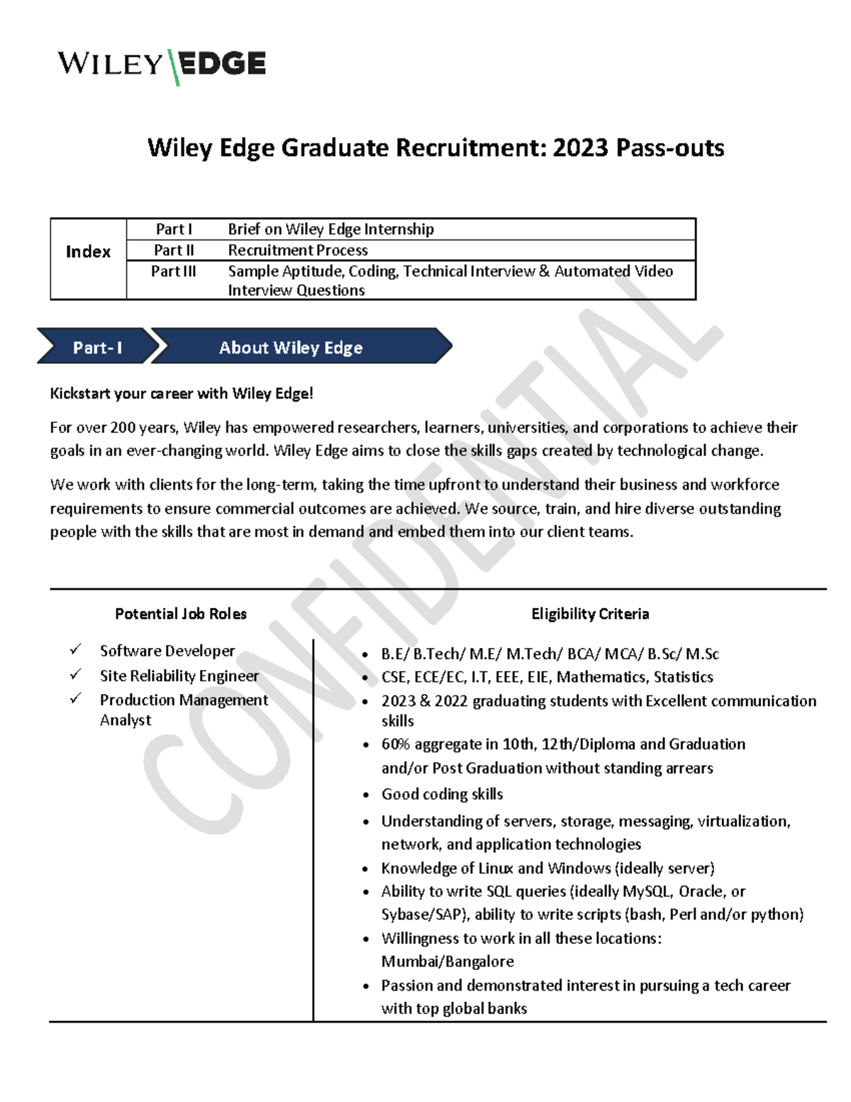 Sample Paper Wiley Edge Graduate Recruitment - Wiley Edge Graduate Recruitment: 2023 Pass-outs ...