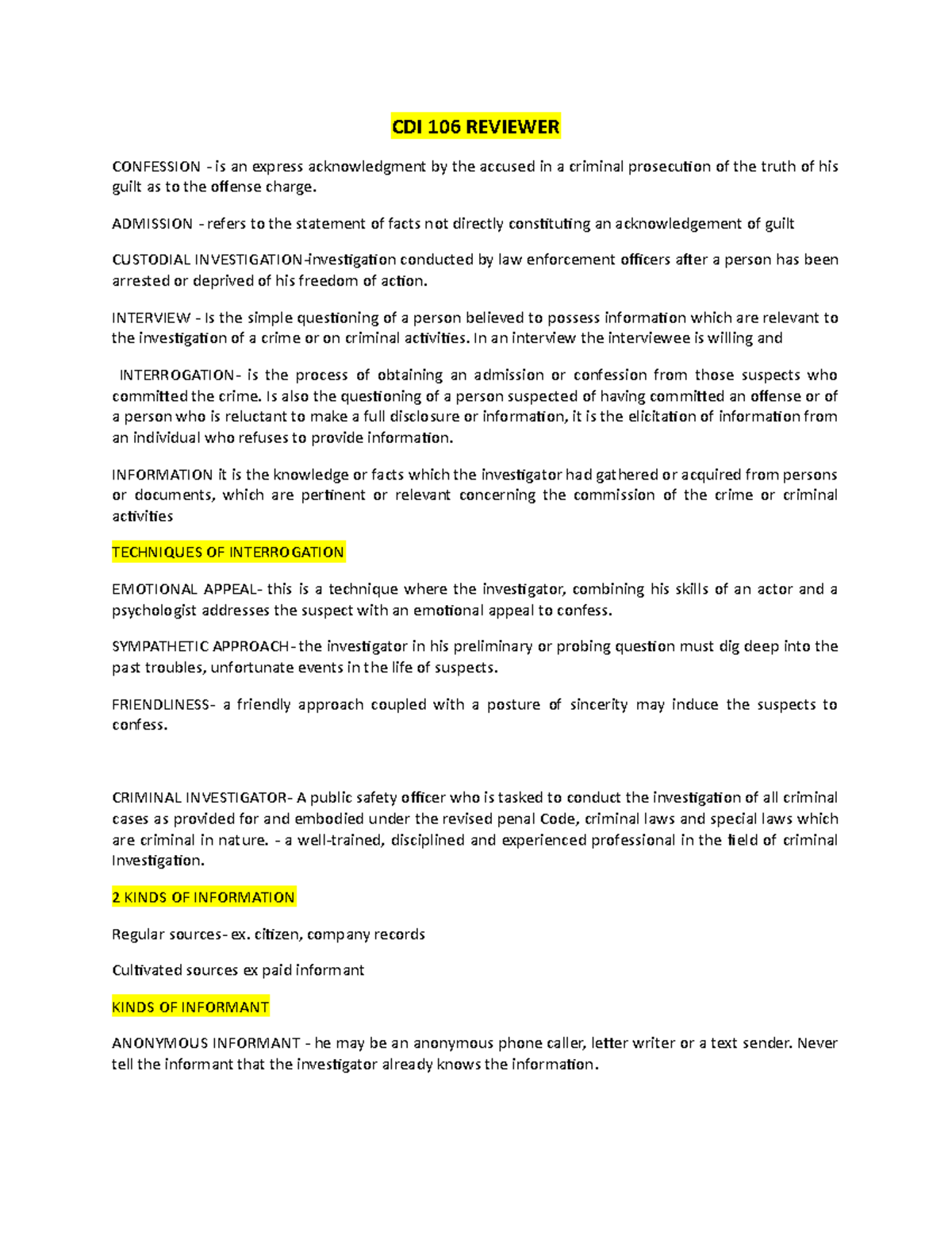 CDI Reviewer - notes - CDI 106 REVIEWER CONFESSION - is an express ...