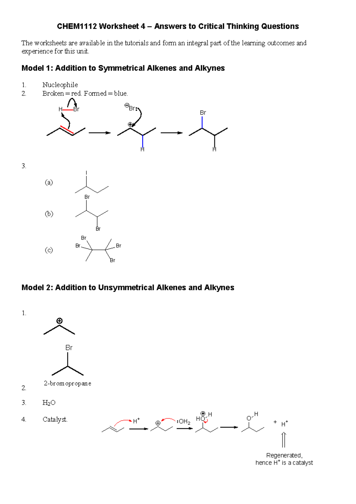 Tutorial 4 Worksheet - CHEM1112 Worksheet 4 – Answers to Critical ...