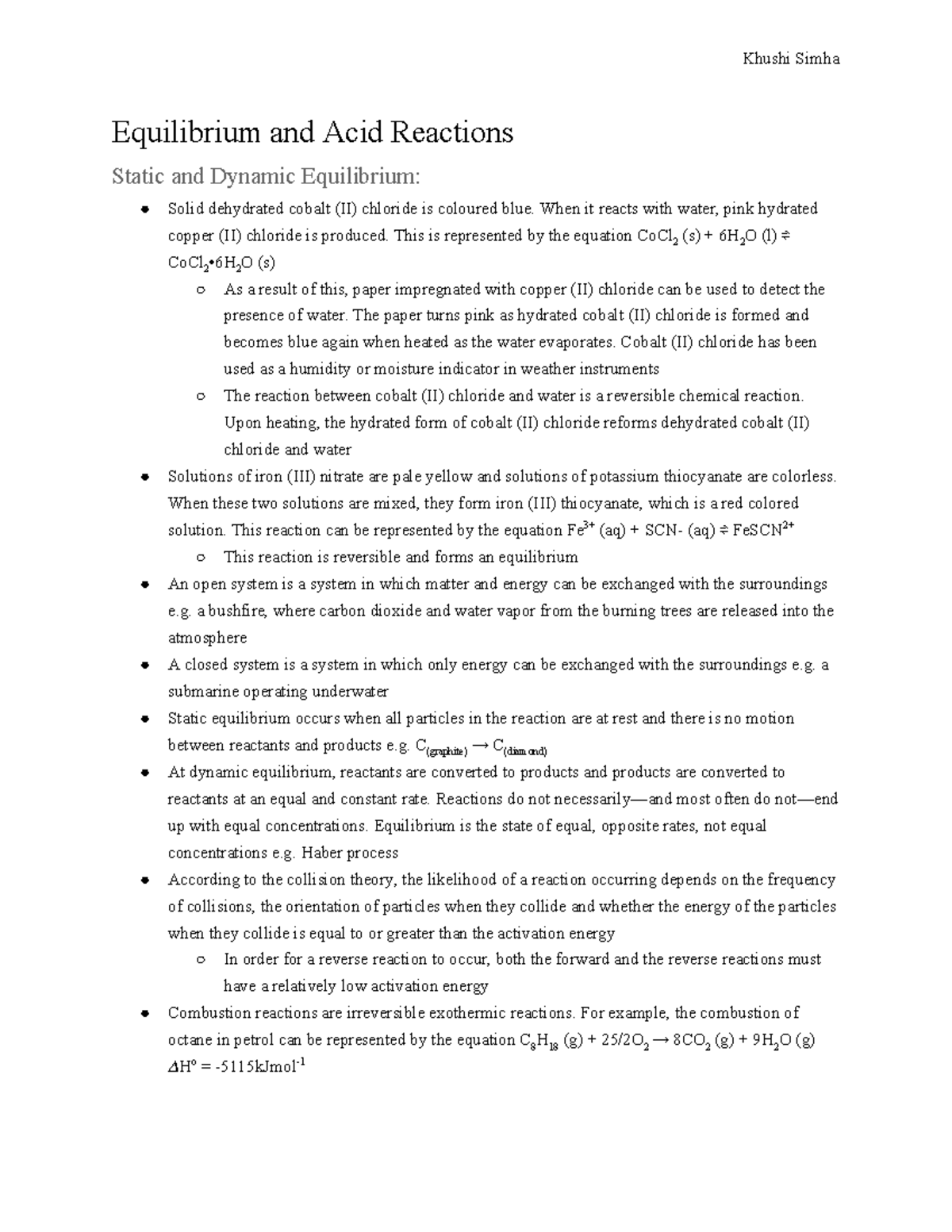 Chemistry Module 5 Equilibrium and Acid Reactions - Equilibrium and ...