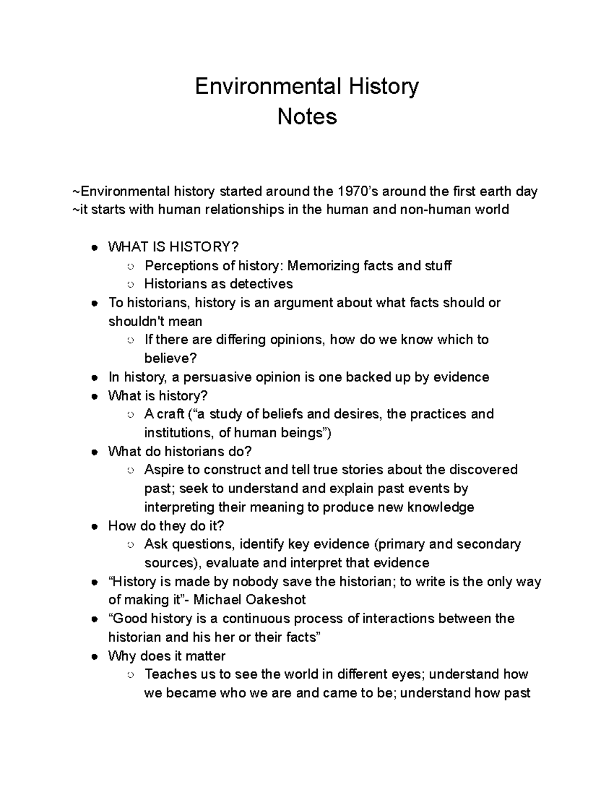 Untitled document - environmental history lecture notes - Environmental ...