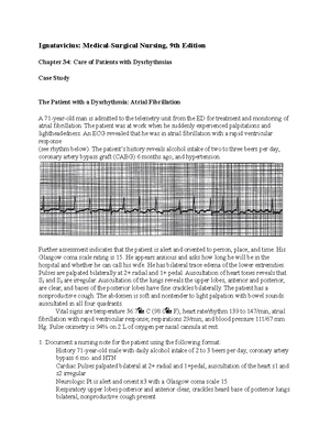 Ch 56 - Elsevier Case study ch 56 - Ignatavicius: Medical-Surgical ...