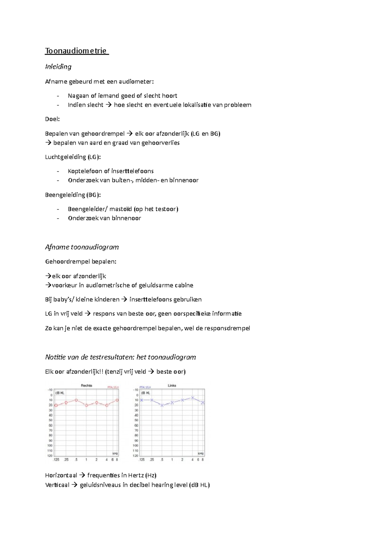 1 Toonaudiometrie - Samenvatting Assessment van gehoor ...