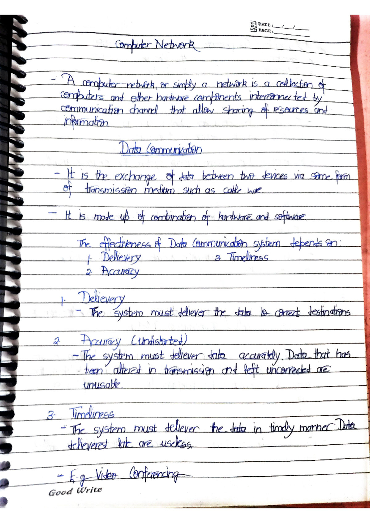 CN Full Syllabus Notes - (SP) DATE: PAGE: Computer Network A computer ...