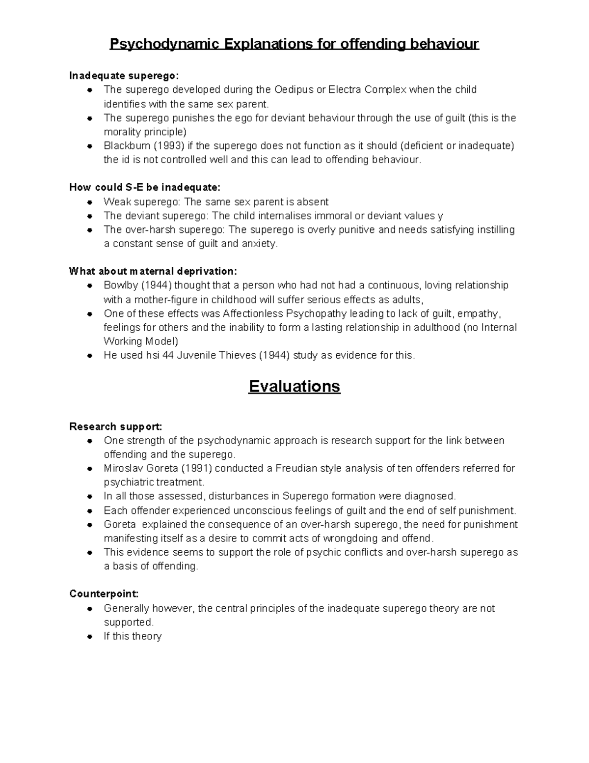Psychodyamic explanations behaviour - Psychodynamic Explanations for ...