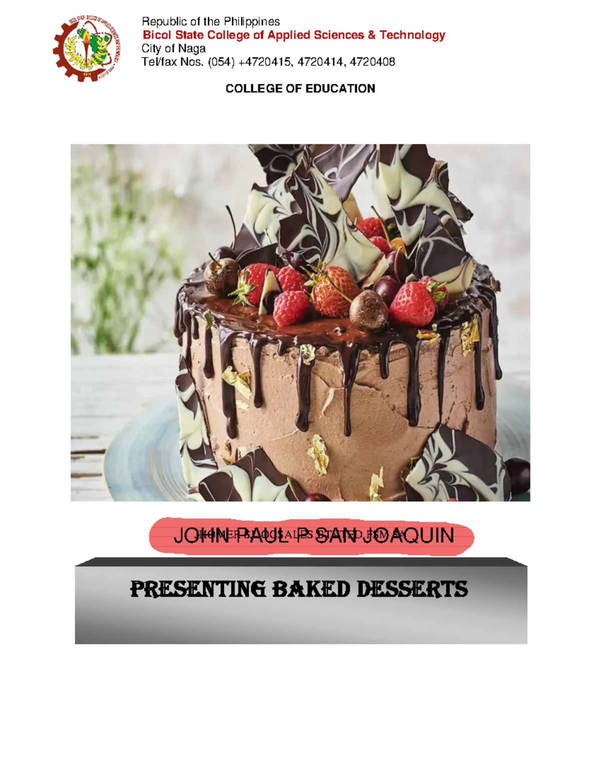 Baked Dessert Module - Bicol State College of Applied Sciences ...