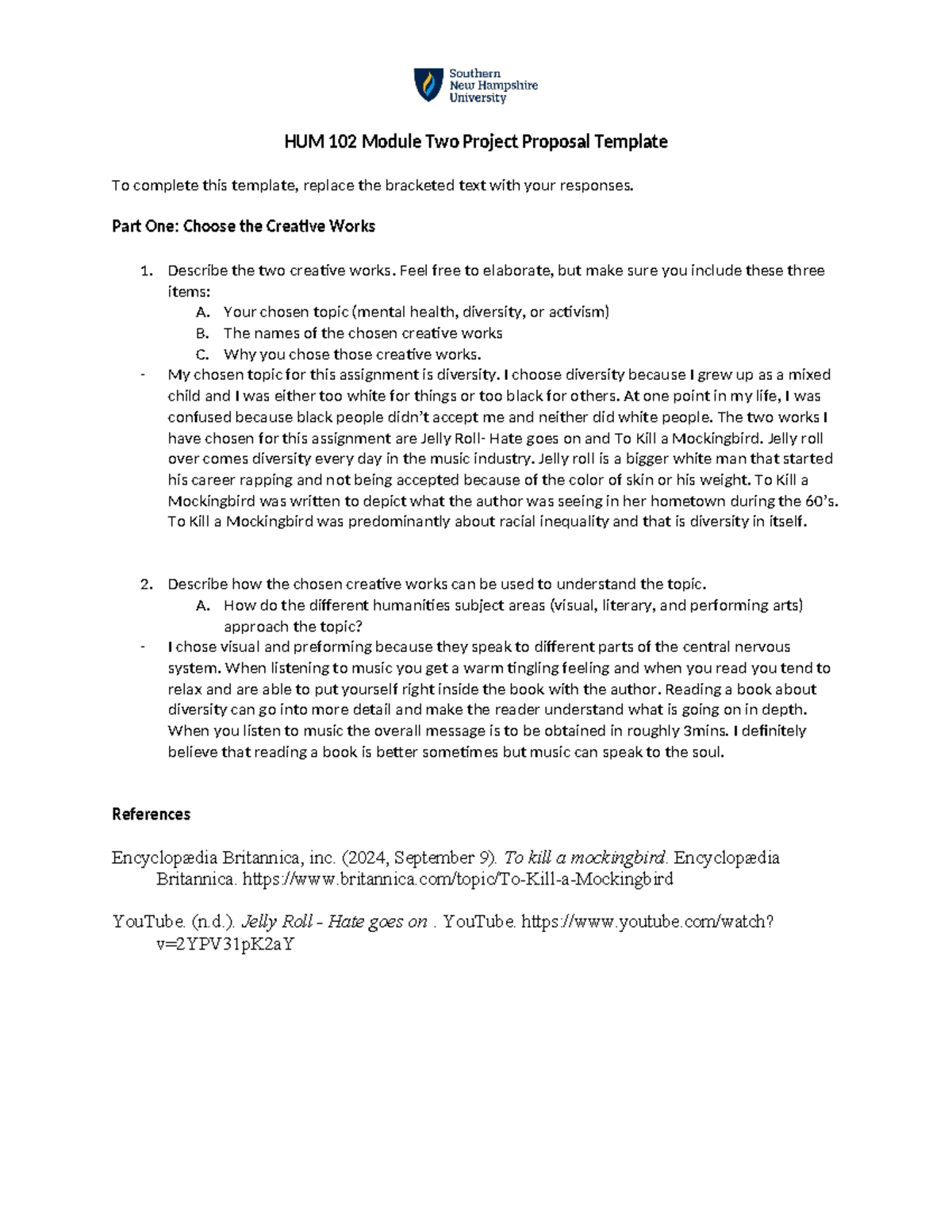 HUM 102- 2-2 journal - HUM 102 Module Two Project Proposal Template To ...