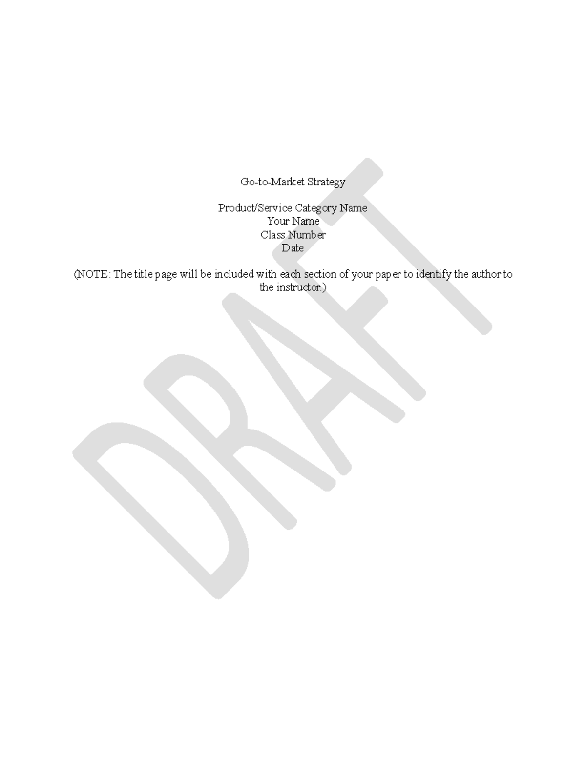 3.2 assignment - knknk - Go-to-Market Strategy Product/Service Category ...