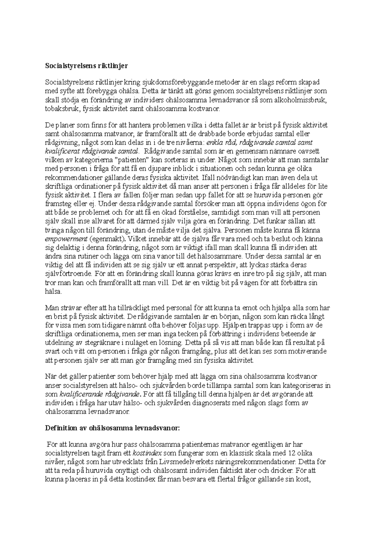 Socialstyrelsen - Föreläsningsanteckningar - Peter korp ...