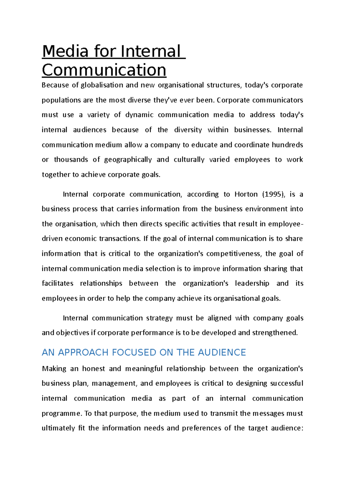 Media for Internal Communication - Media for Internal Communication ...