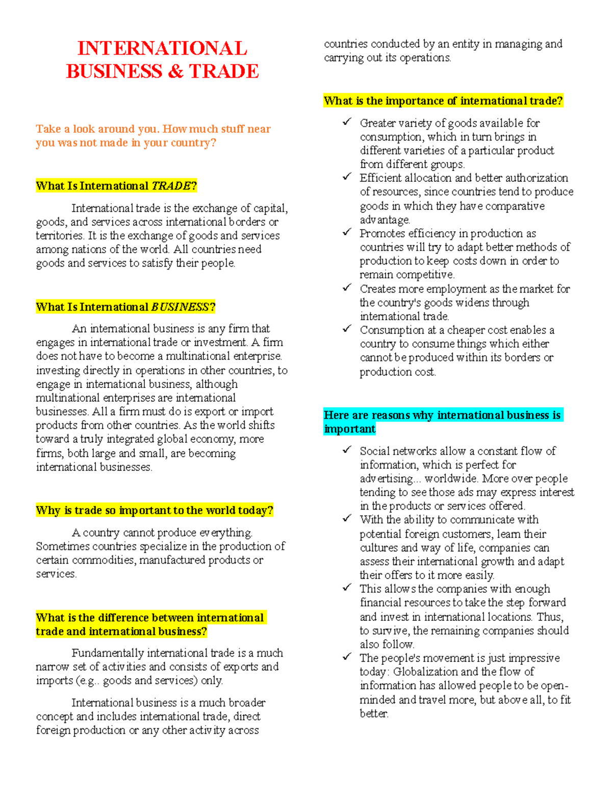 IB Prelims Reviewer - INTERNATIONAL BUSINESS & TRADE Take a look around ...