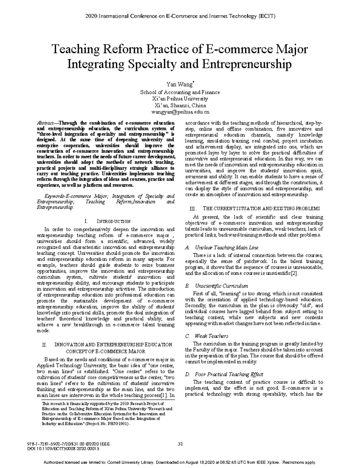 Teaching Reform Practice of E-Commerce Major Integrating Specialty and ...