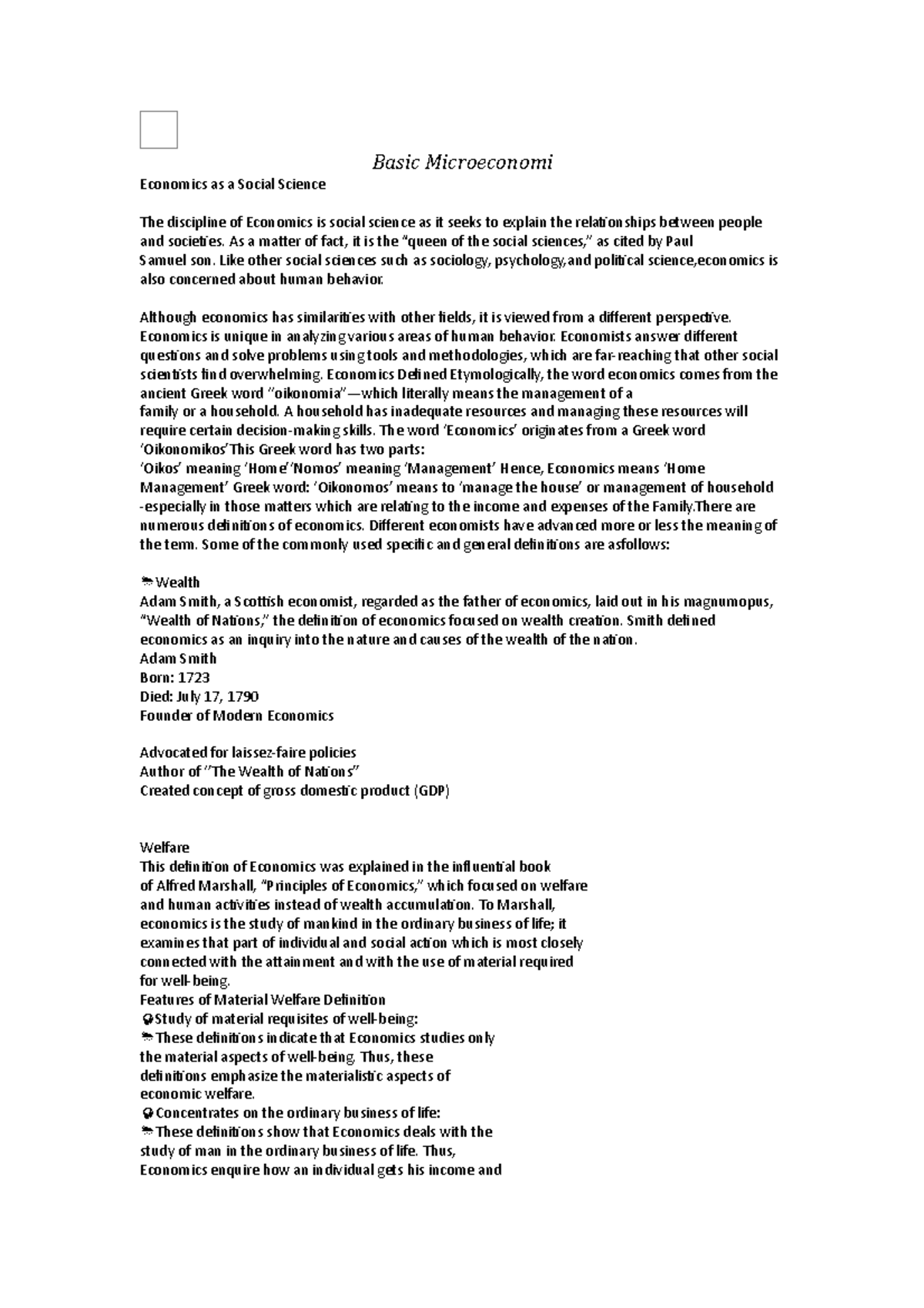 Microecon REV - Basic Microeconomi Economics as a Social Science The ...