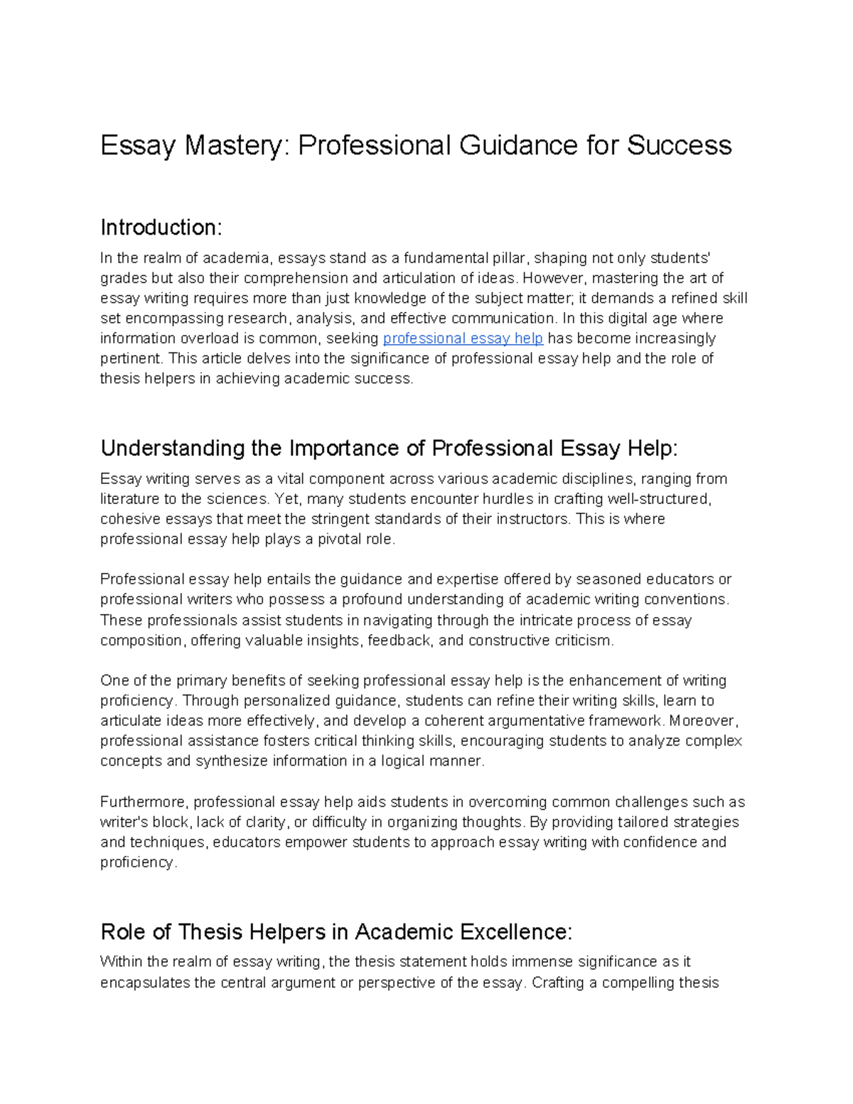 Essay Mastery Professional Guidance for Success - Essay Mastery ...